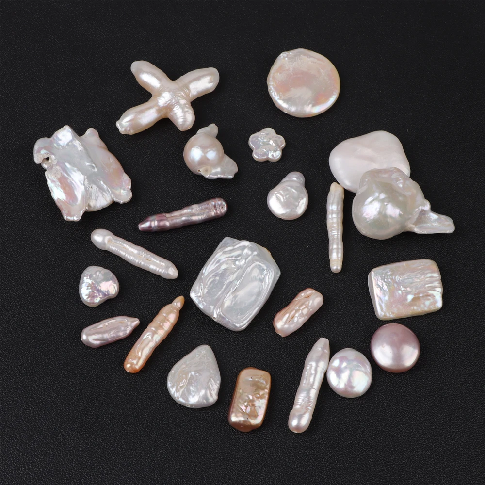Irregular-Natural-Pearl-Beads-Charms-Cross-Round-Baroque-Pearl-Loose ...