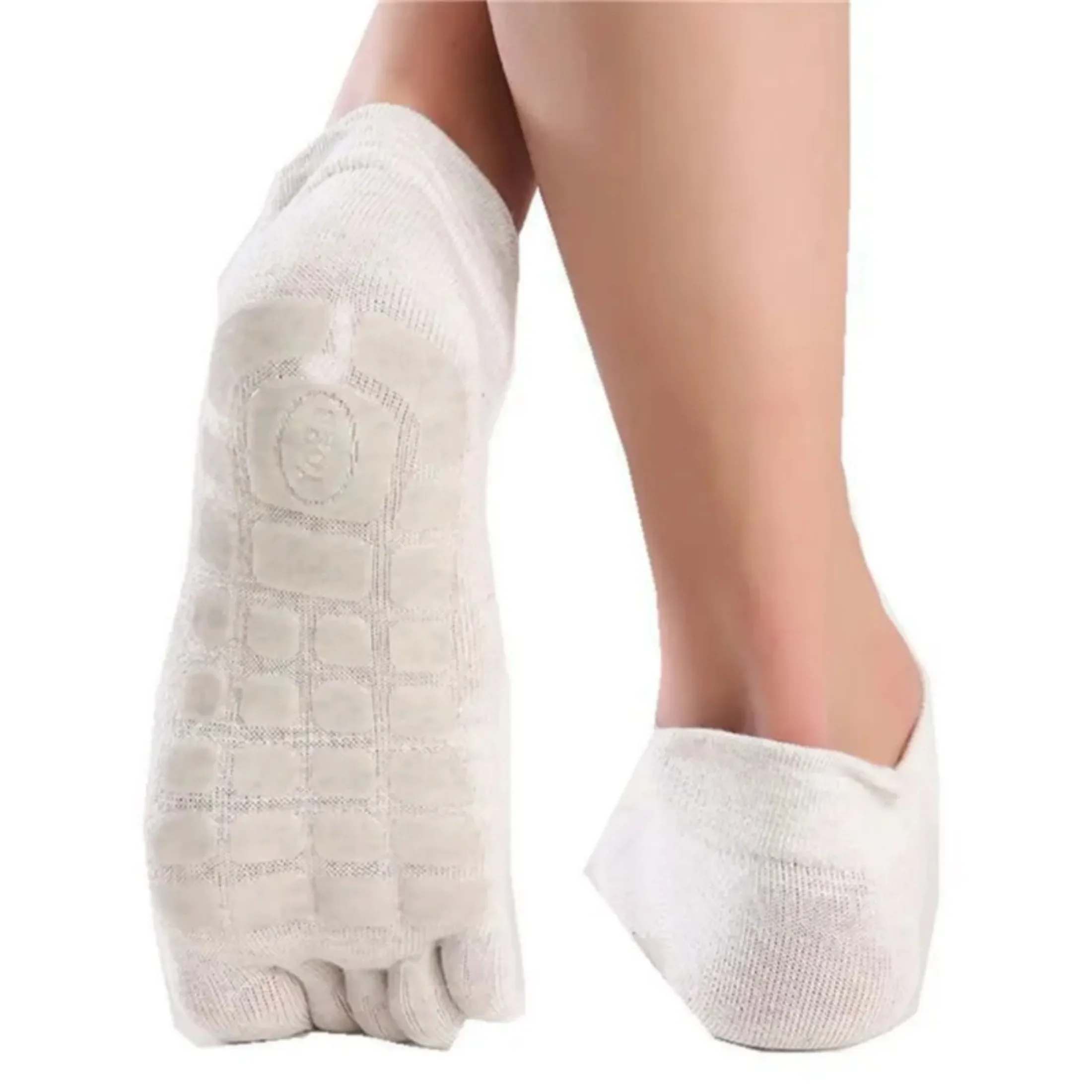 Men's Cotton Yoga Socks Men Five Fingers Socks Warm Non Slip Grip ...