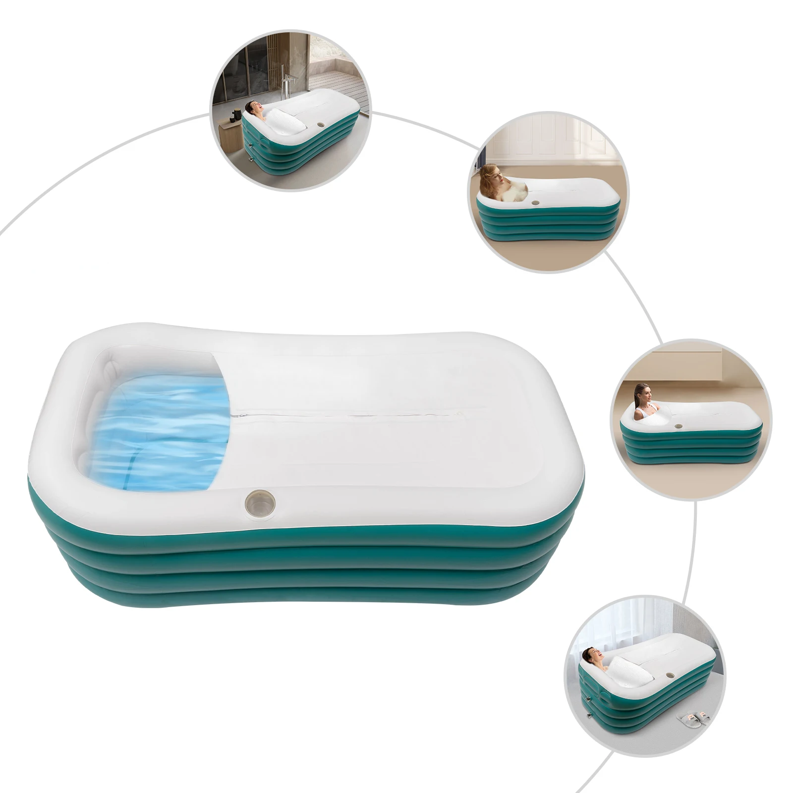 60X32in-Adult-Inflatable-PVC-Folding-Portable-Blow-Up-Bathtub-Bath-Tub ...