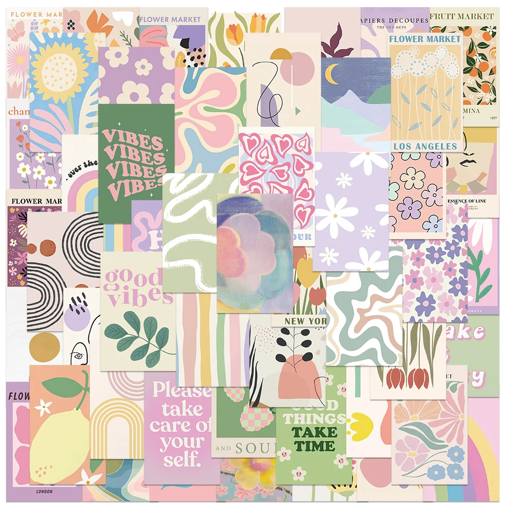 50pcs-Danish-Paste-Aesthetic-Art-Stickers-Simple-VSCO-Graffiti-Decals ...