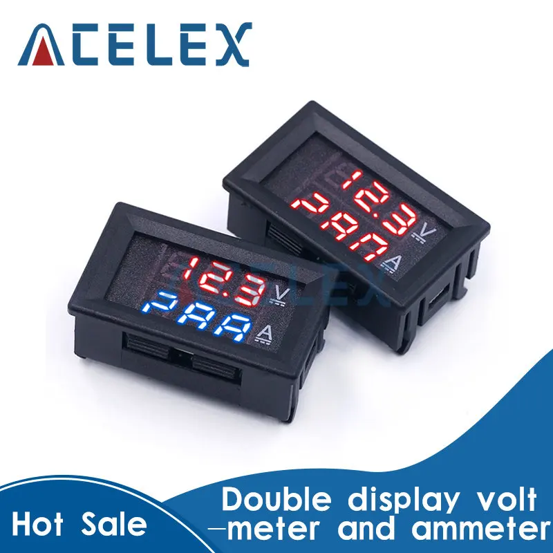 DC 0 100V 10A Digital Voltmeter Ammeter Dual Display Voltage Detector ...