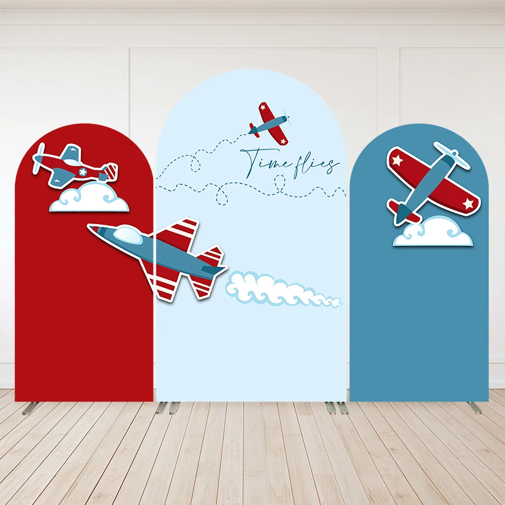 Blue Red Airplane Boy Baby Shower Arch Cover Backdrop Party Decoration ...