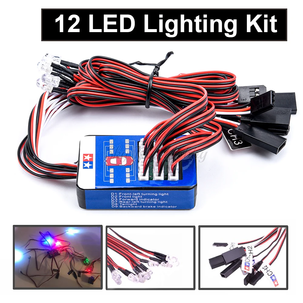 Simulation-Flash-Light-12-LED-Lighting-Kit-Steering-Brake-for-RC-Car-1 ...