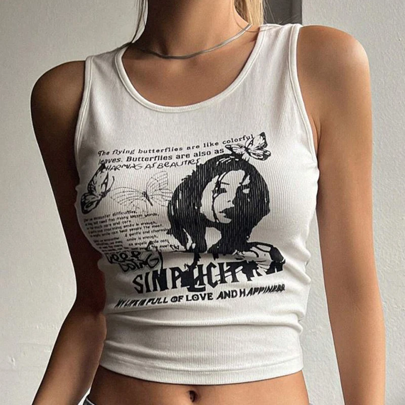 Sexy-Casual-Simple-And-Versatile-Graphic-Navel-Suspender-Vest-Y2k ...