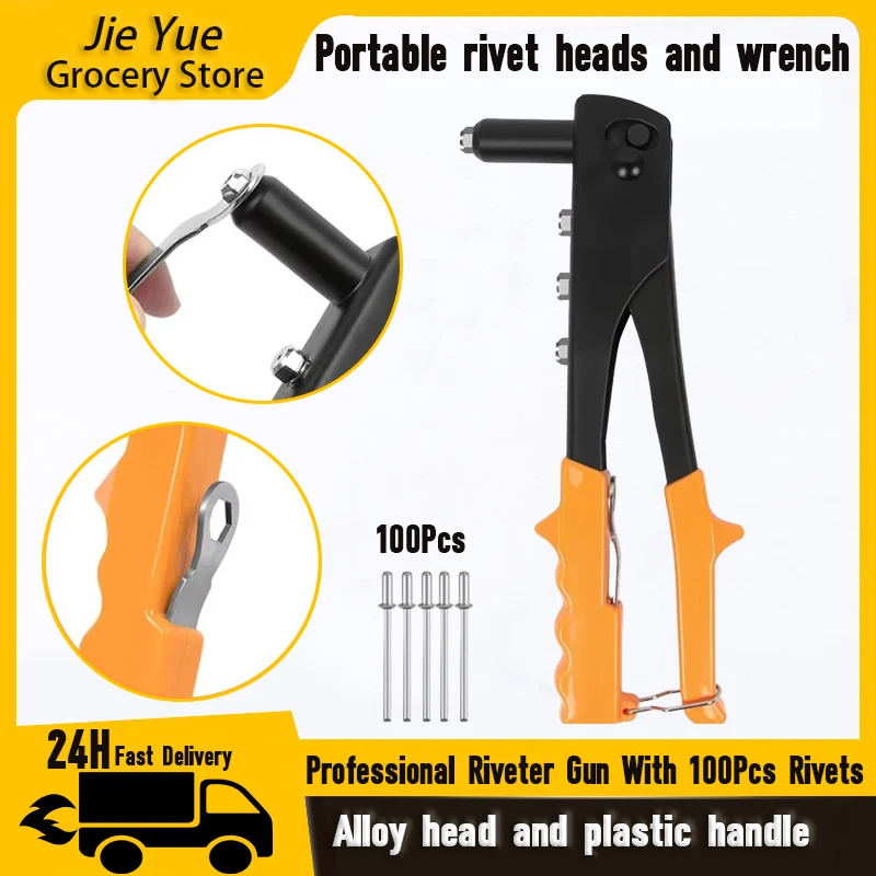 Heavy Duty Riveter Gun Set Includes 100pcs Rivets Hand Riveter Set ...