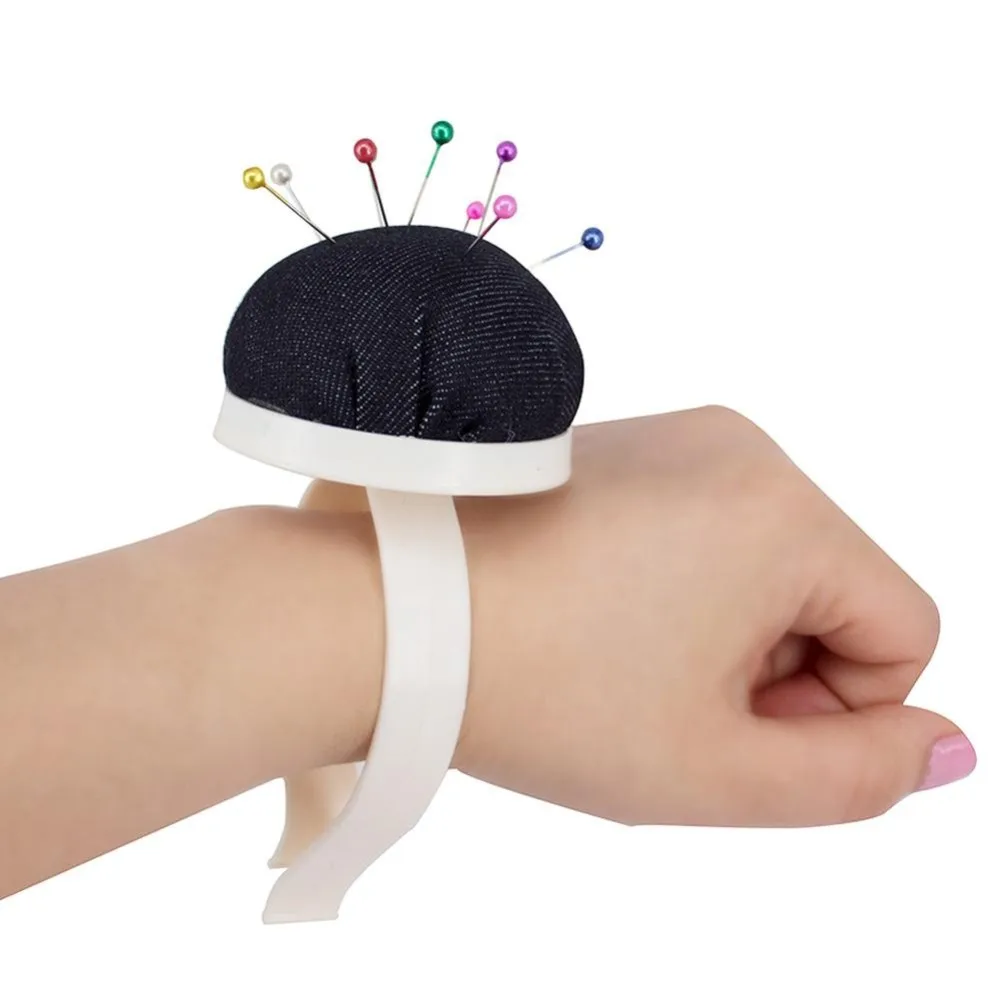 Sewing Needle Pin Sponge Cushion With Plastic Wrist Round Cross Stitch ...