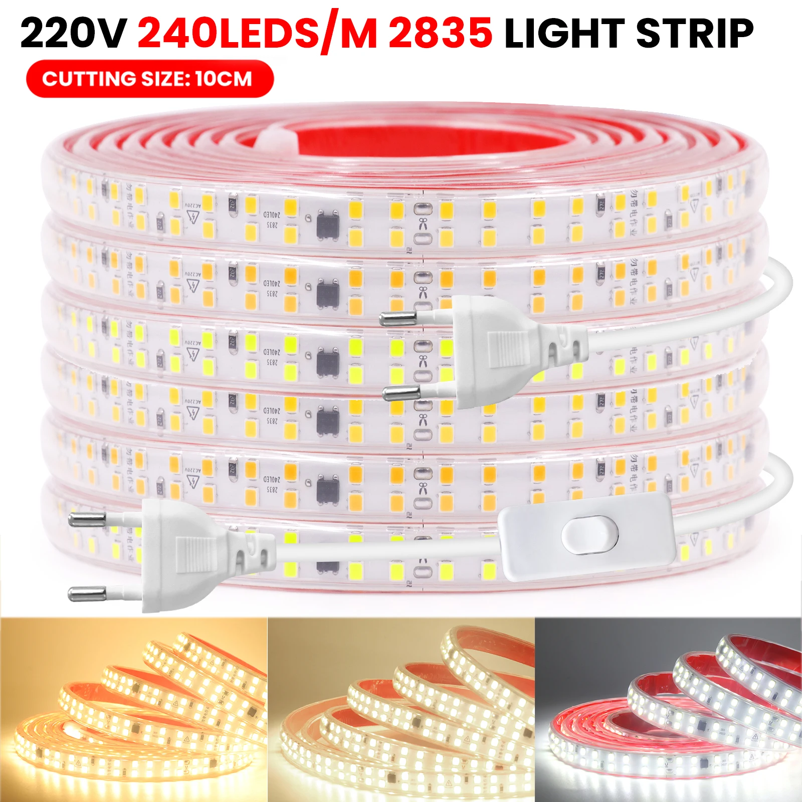 240LED-m-LED-Strip-Lights-220V-Adhesive-LED-Lighting-Strip-10cm ...