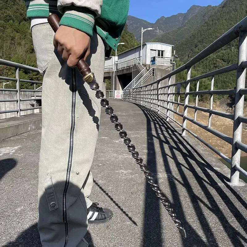 71cm-Wood-Hand-Forged-Steel-Whip-Chinese-Retro-Solid-Car-Emergency ...