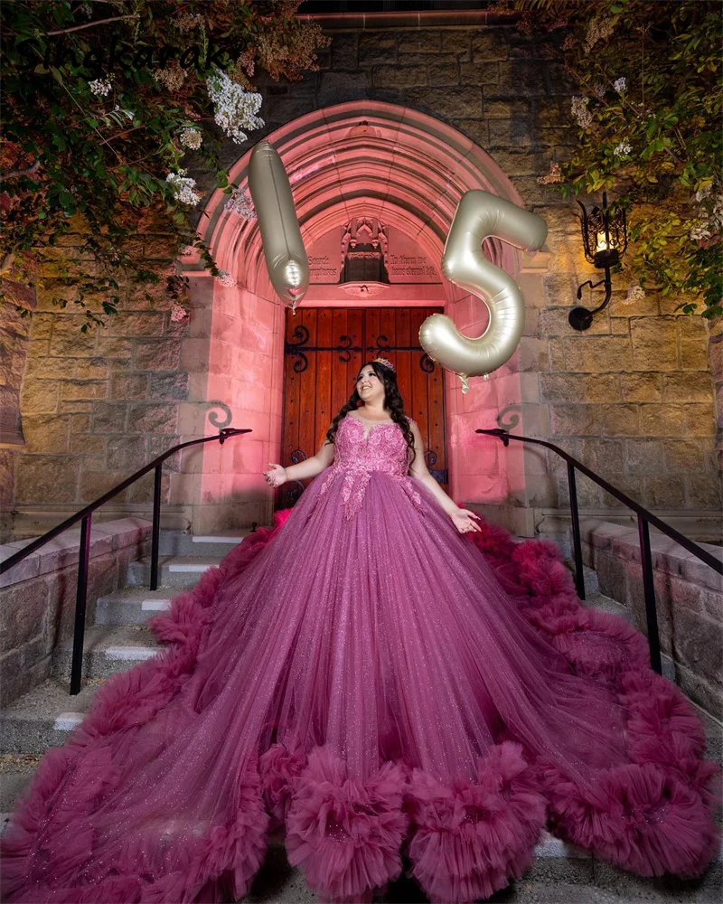 Princess-Dust-Pink-Ball-Gown-Quinceanera-Dress-Beads-Crystals-Court ...