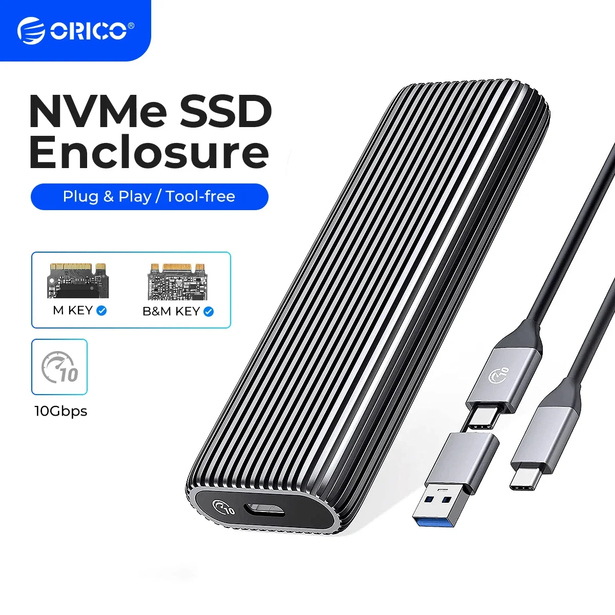ORICO-Tool-Free-Aluminum-M2-NVMe-SSD-Enclosure-10Gbps-PCIe-Type-C-M-2 ...