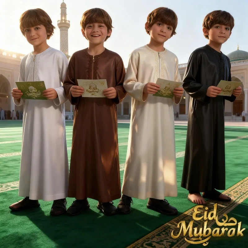 Muslim Teenager Abaya Ramadan Juba Prayer Tobe Boy Long Dress Children ...