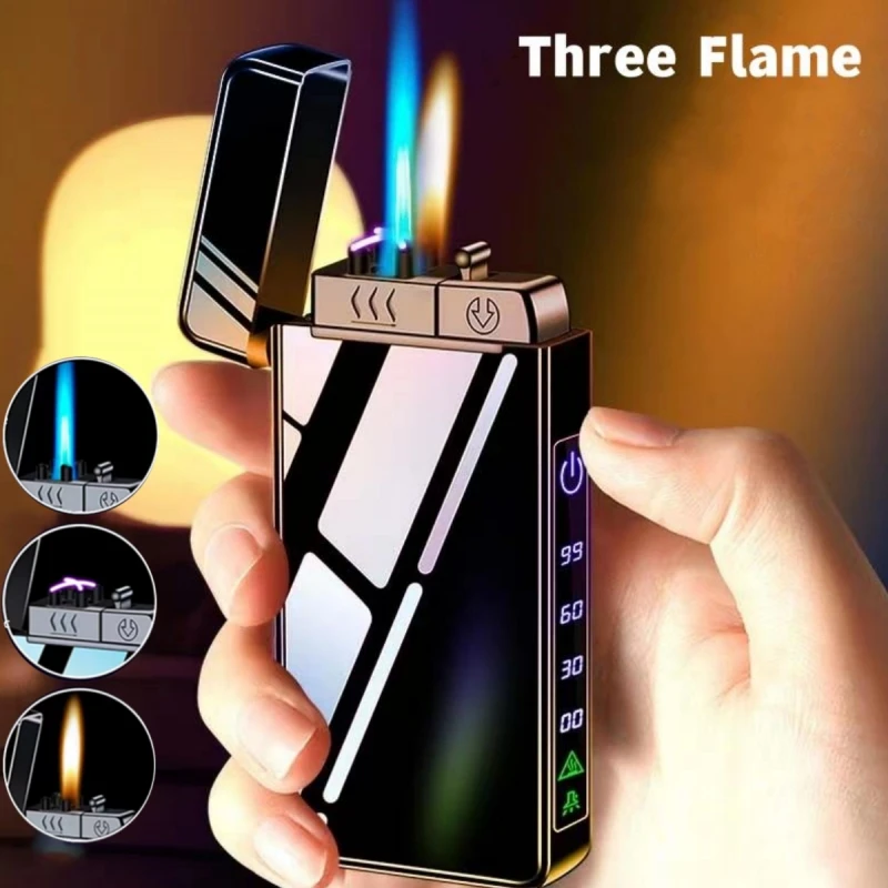2023-New-Windproof-Metal-USB-Lighter-Torch-Lighter-Jet-Dual-Plasma-Arc ...