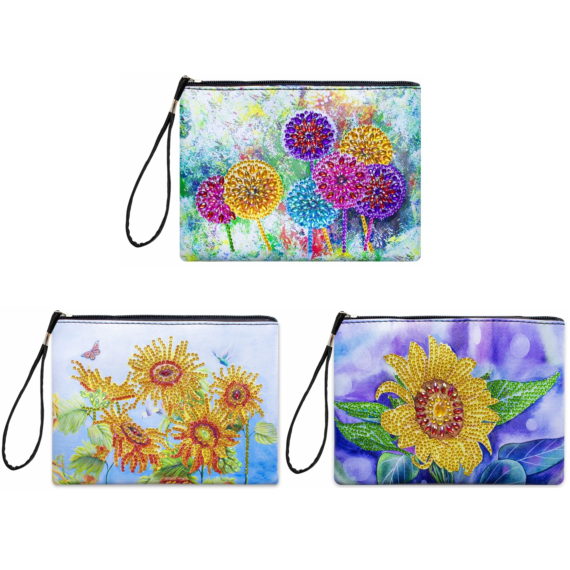 1pc DIY Diamond Painting Handbag Sunflower PU Leather Cosmetic Purse ...
