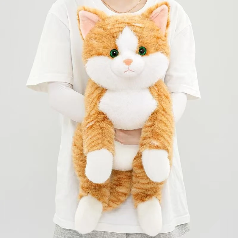Lifelike Lying 3 color Cat Plush Toy Soft Stuffed Animal Cute Plushie ...