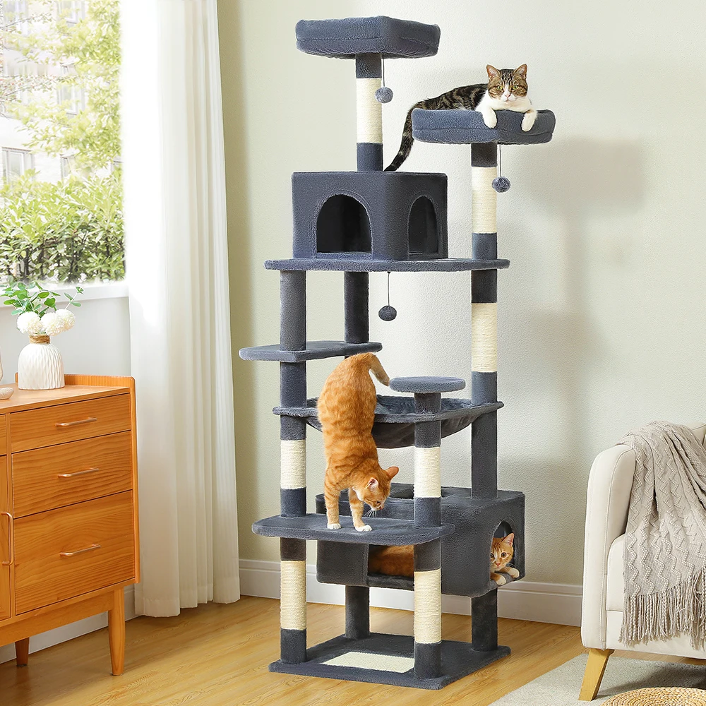 Multi-Level Large Cat Tree Sisal-Covered Scratching Posts &Board ...