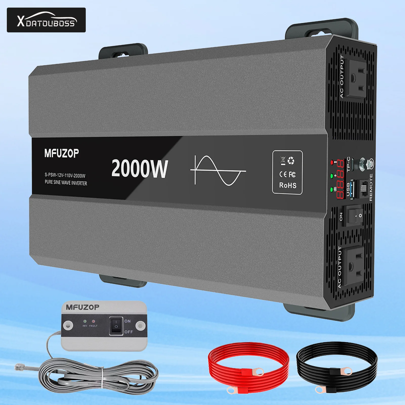 DATOU-BOSS-12v-Inverter-for-110v-Pure-Sine-DC-to-AC-2000W-60Hz-Type-C ...