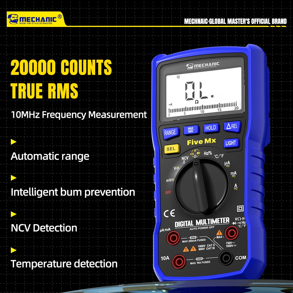 MECHANIC 1000V 10A Professional Digital Multimeter 20000 Counts True ...