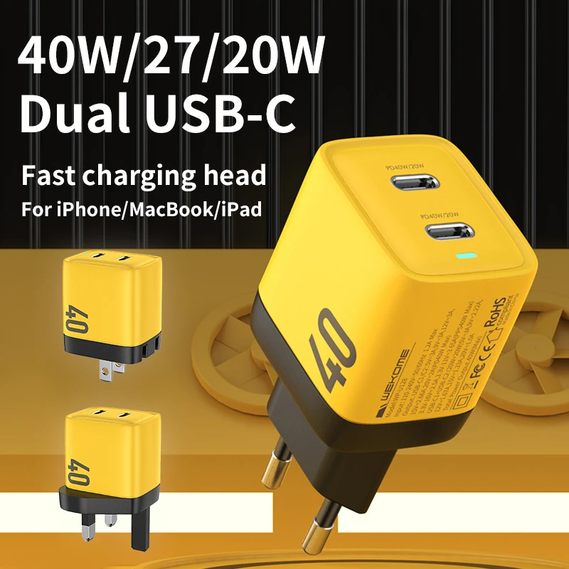 WEKOME USB tip C şarj 40W GaN taşınabilir 20W USB C şarj destek tipi C ...