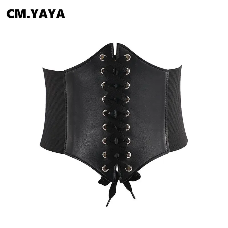 Corset Wide Pu Leather Slimming Body Belts For Women Elastic High Waist