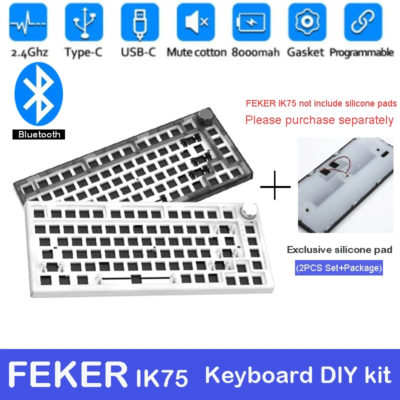 Mechanical Keyboard DIY Kit 3Mode FEKER IK75 V3 kit GMMK Pro 75% Hot ...