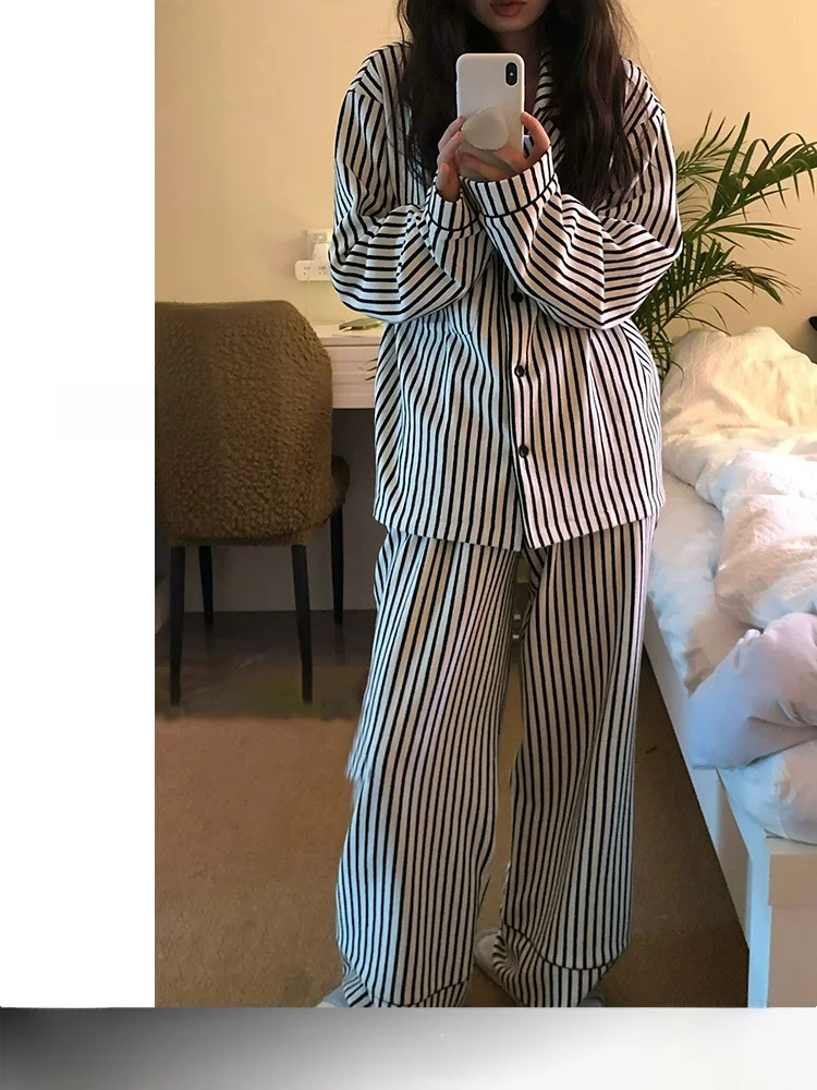French-sle-Senior-Stripe-De-Velvet-Pajamas-Women-s-Autumn-and-Winter ...