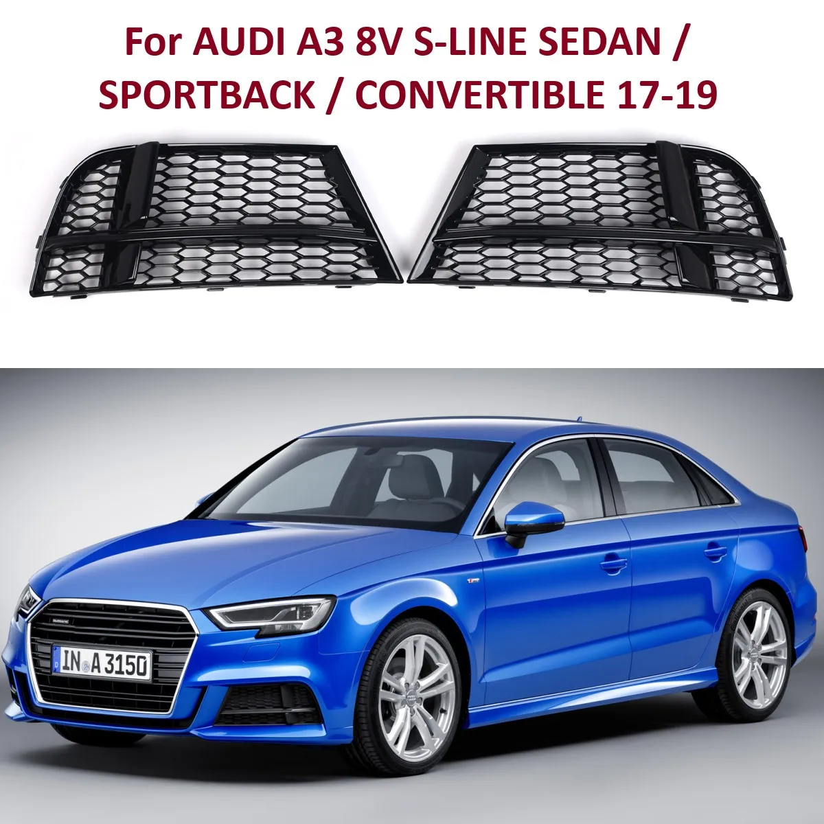 L-R-Honeycomb-Fog-Light-Bezel-Grill-For-AUDI-A3-8V-S-LINE-SEDAN ...