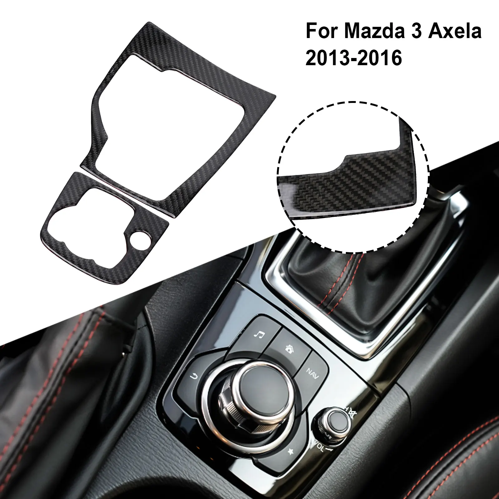 2PC-Carbon-Fiber-Car-Gear-Shift-Panel-Frame-Cover-Trim-Fit-For-Mazda-3 ...