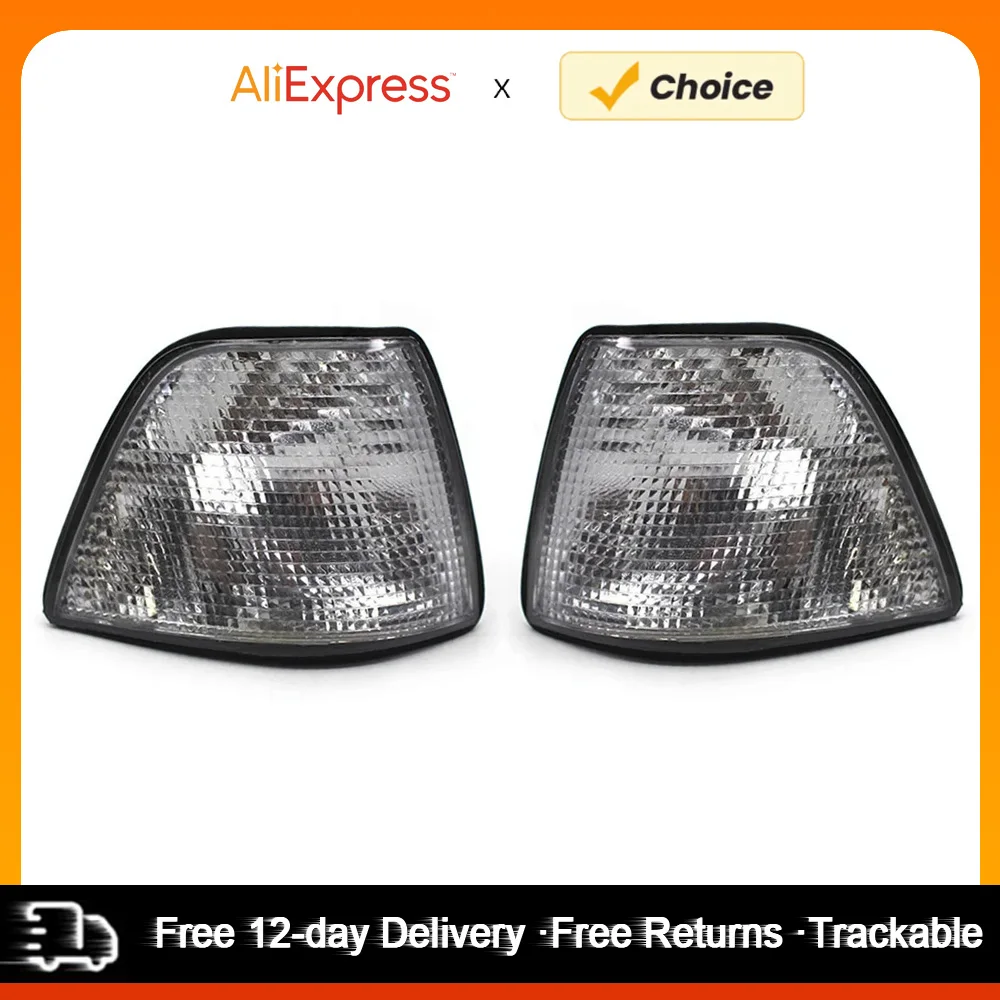 A-Pair-of-Turn-Signal-Light-With-White-Lens-Replacement-For-BMW-E36 ...