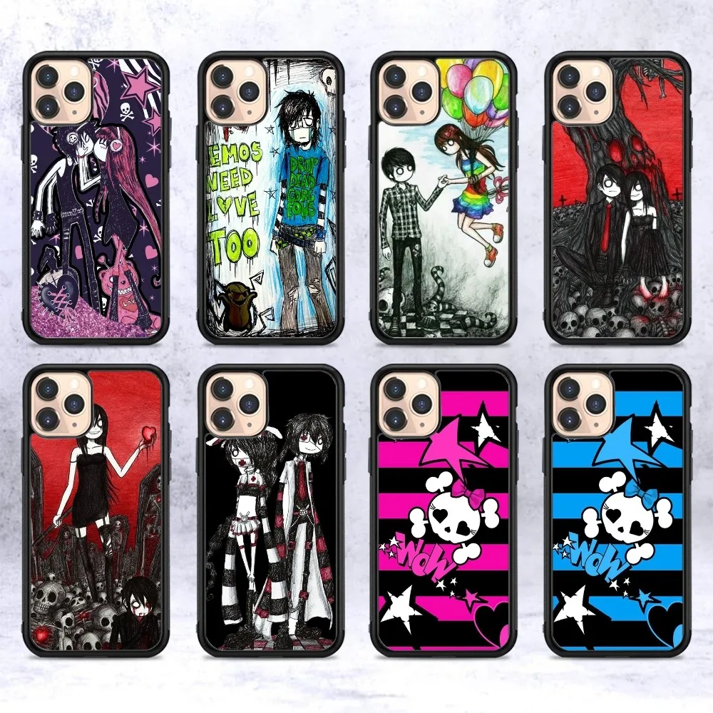 Love Black And Cute Emo Phone Case Silicone PC+TPU For For IPhone 11 12 ...