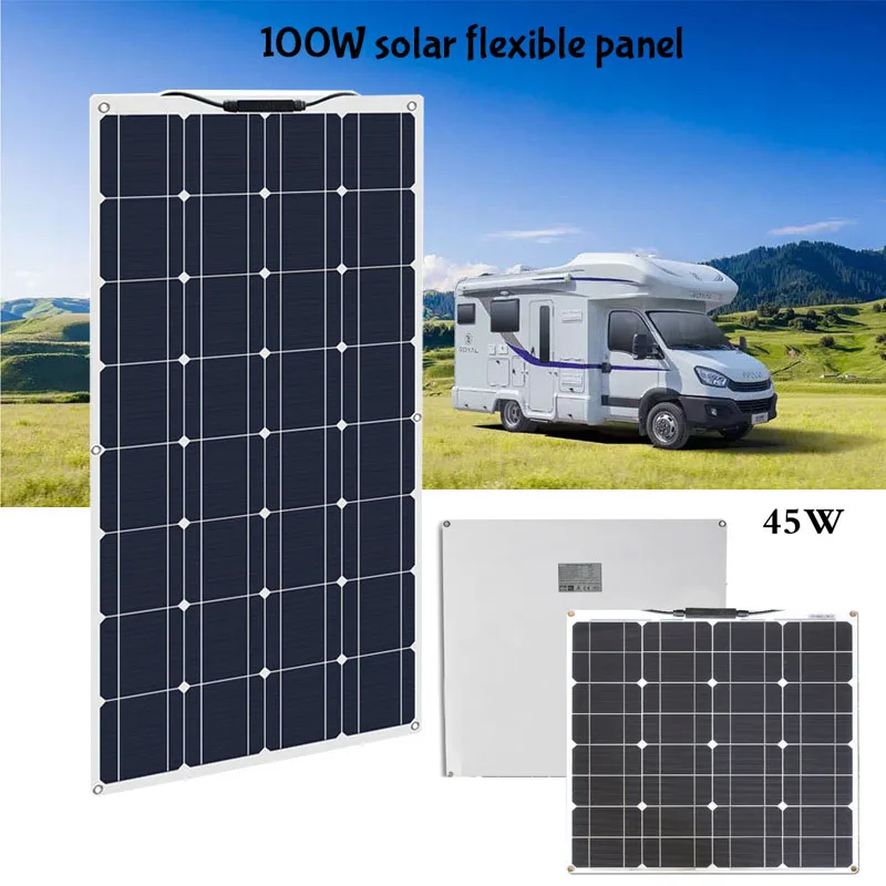 Semi-Flexible-Monocrystalline-100W-Solar-Panels-On-Board-Power-Supply ...