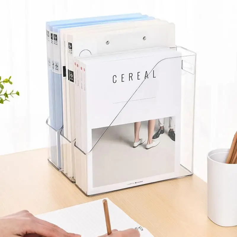 Clear-MagazineFile-Holder-Plastic-Desk-Organizer-Vertical-MagazineRack ...