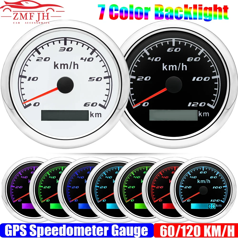 7-Color-Light-60-120KMH-85MM-GPS-Speedometer-Gauge-Motorcycle-Boat-Car ...