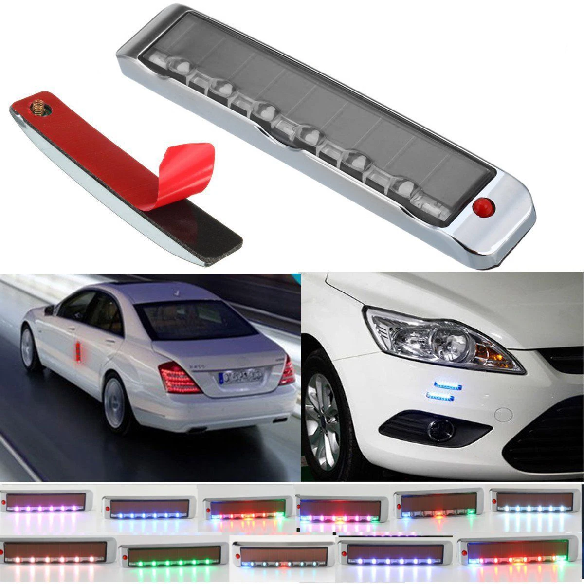 7-Color-Car-Solar-LED-Strobe-Lights-Flash-Side-Signal-Blinker-Led-Lamp ...