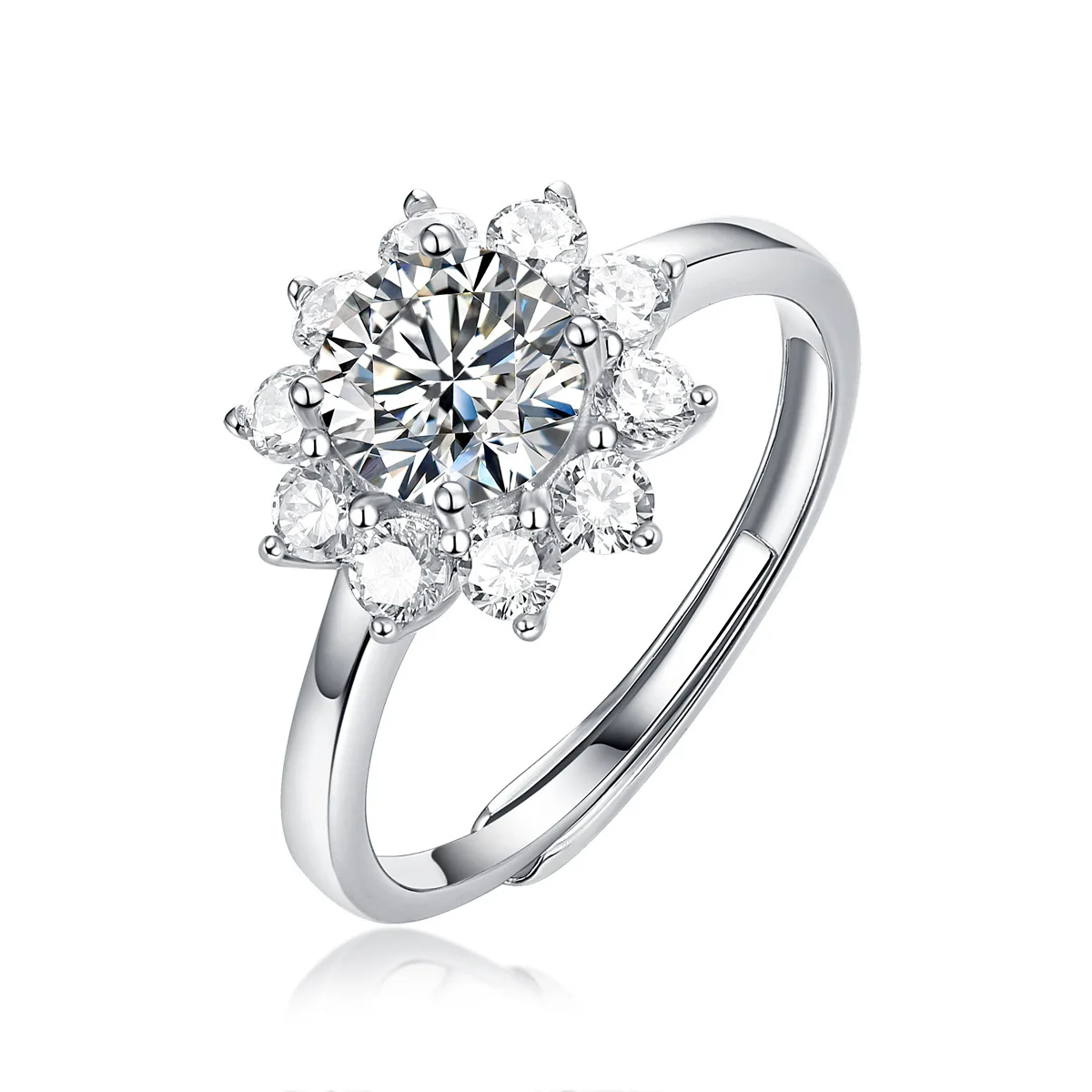 YINFOXI-1CT-Moissanite-Diamond-Resizable-Ring-Sun-Flower-Shape-D-Color ...