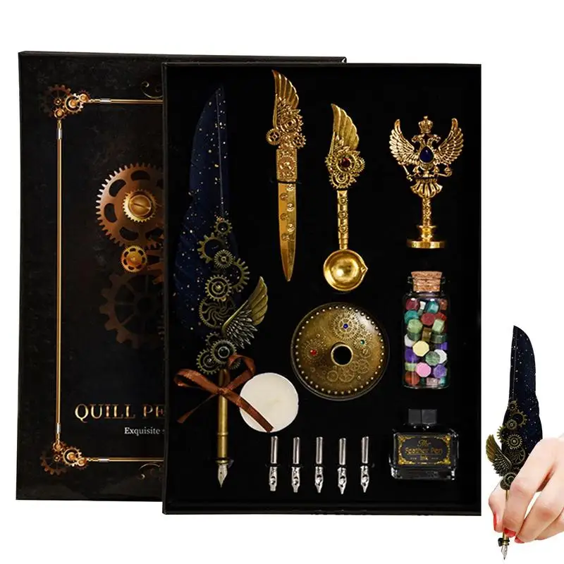 Quill Pen Set Quill Pen Stationery Feather Pen Ink Kit Versatile ...