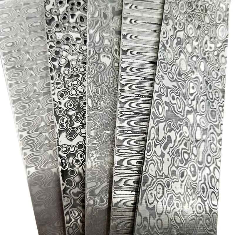 Swayboo15x2.5x0.3 CM Damascus Steel Blanks Pattern Forged Knife Making Raw Material Plate ...