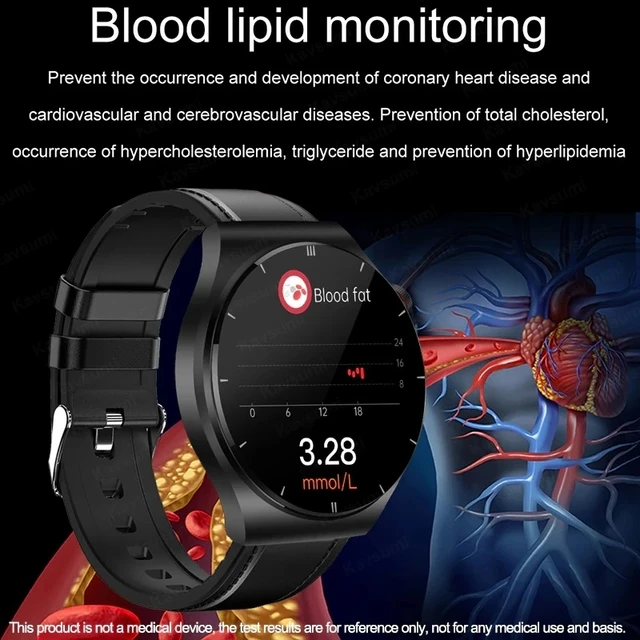 Medical Grade Smart Watch Blood Sugar Blood Fat Uric Acid HRV ECG+PPG ...