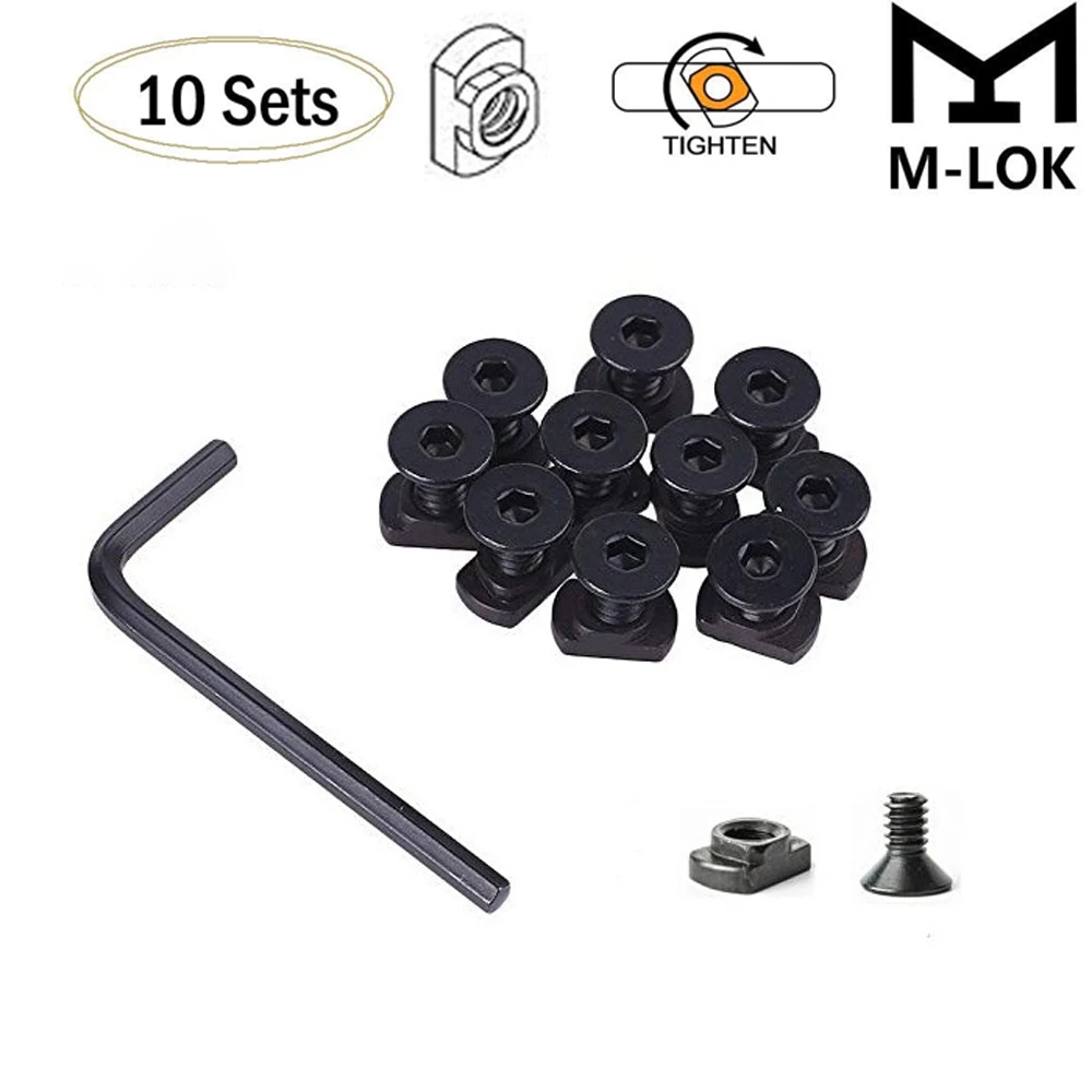 10Pcs M-LOK Screw and Nut Replacement Rails T-Nut Screw Replacement Set ...