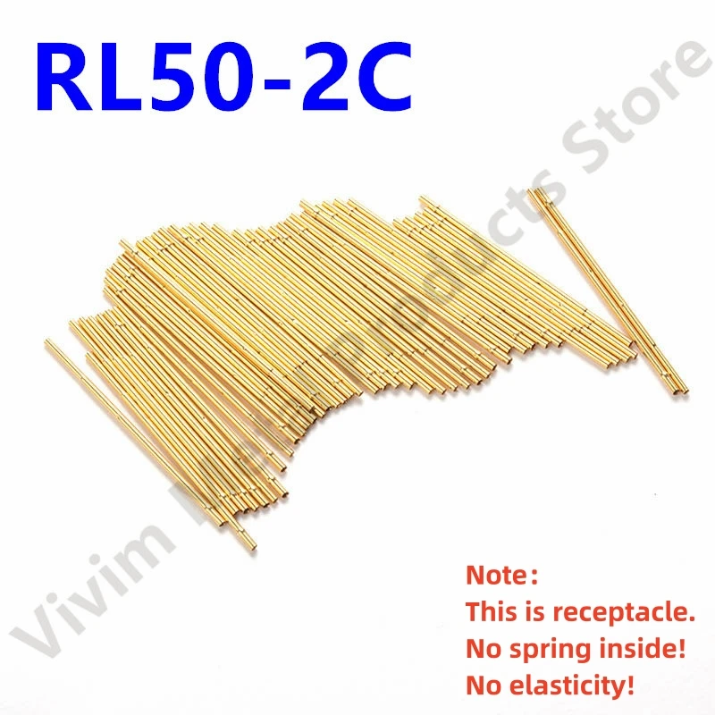 100PCS-RL50-2C-Test-Pin-PL50-B-Receptacle-Brass-Tube-Needle-Sleeve-Seat ...