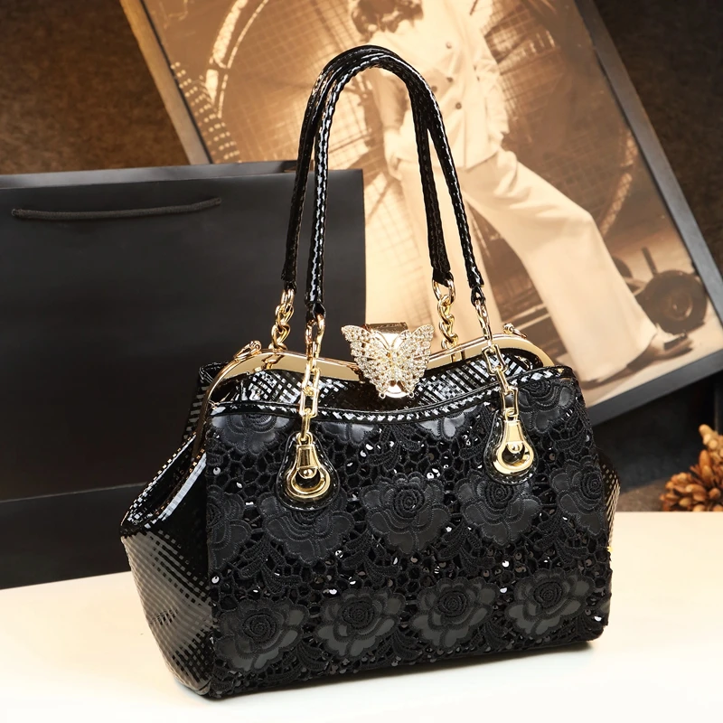Luxury-Fashion-Lace-Handbags-Women-Soft-Leather-Diamond-Butterfly ...