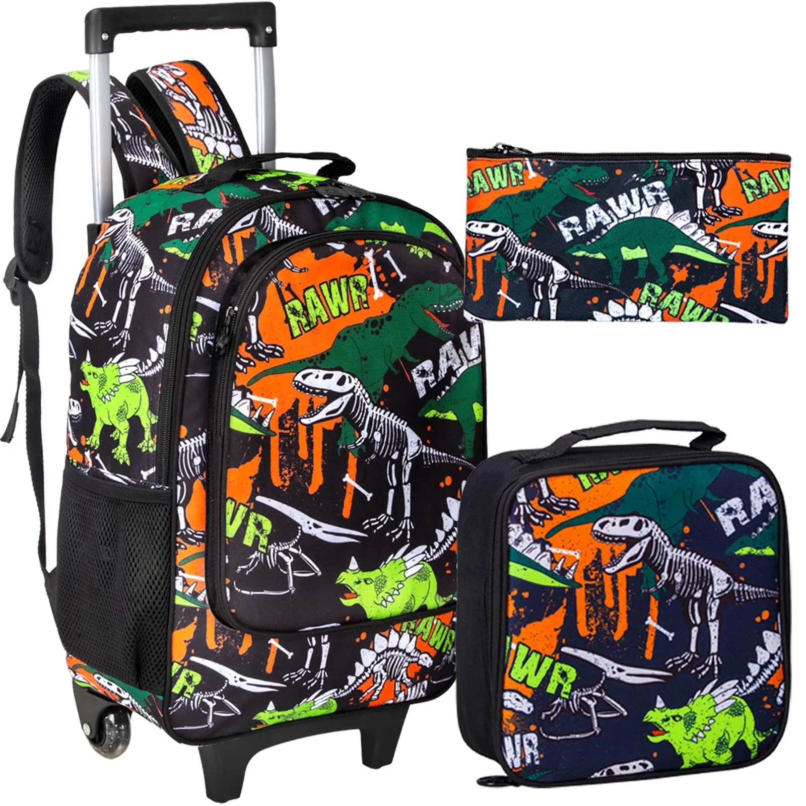 3PCS-Rolling-Backpack-for-Boys-Kids-Dinosaur-Bookbag-with-Roller-Wheels ...