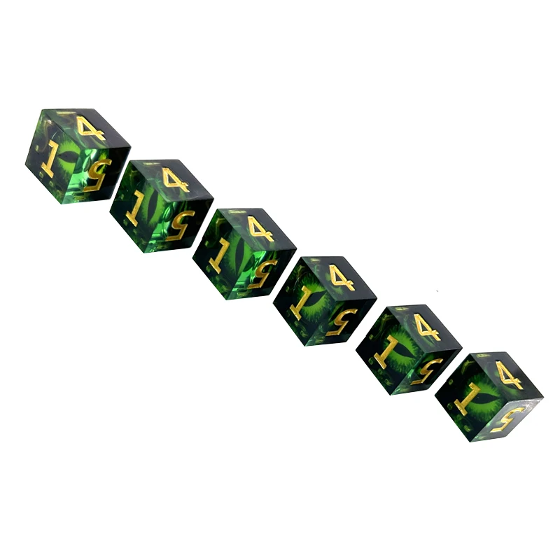 6PCS D6 resin digital dice set table decoration pieces Sharp Edge board ...