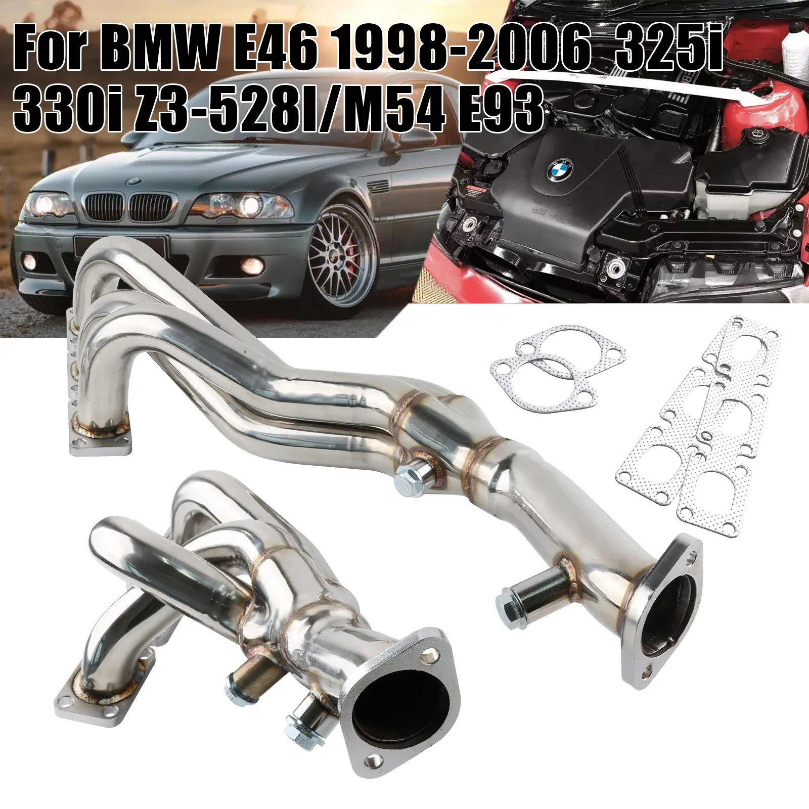 Stainless-Steel-Exhaust-Manifold-Header-for-BMW-E46-1998-2006-323i-328i ...