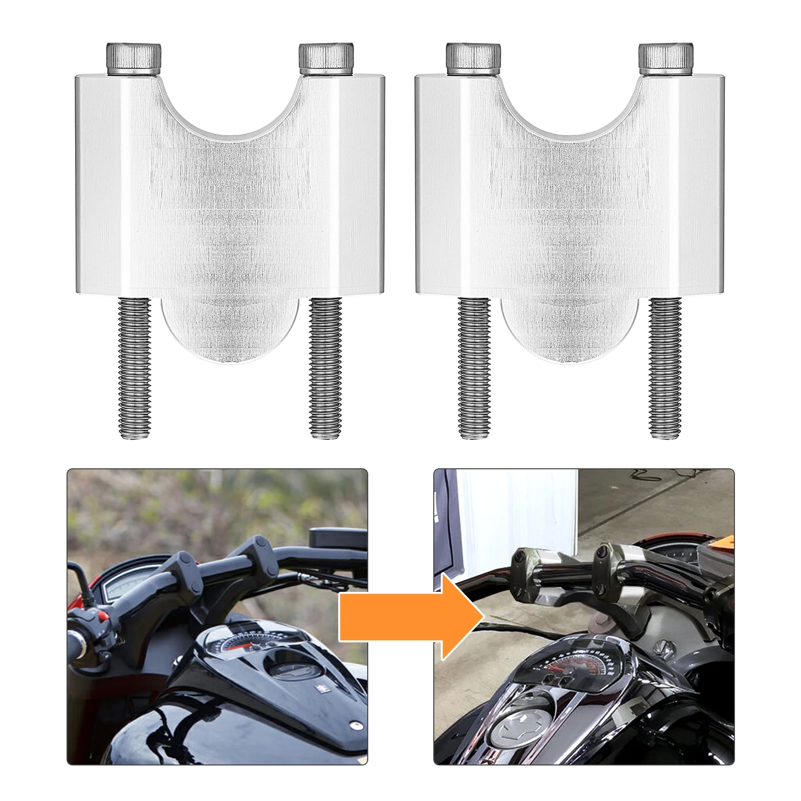 2-Handlebar-Riser-Spacer-Mortorcycle-1-25-Clamp-for-Suzuki-2006-2024 ...