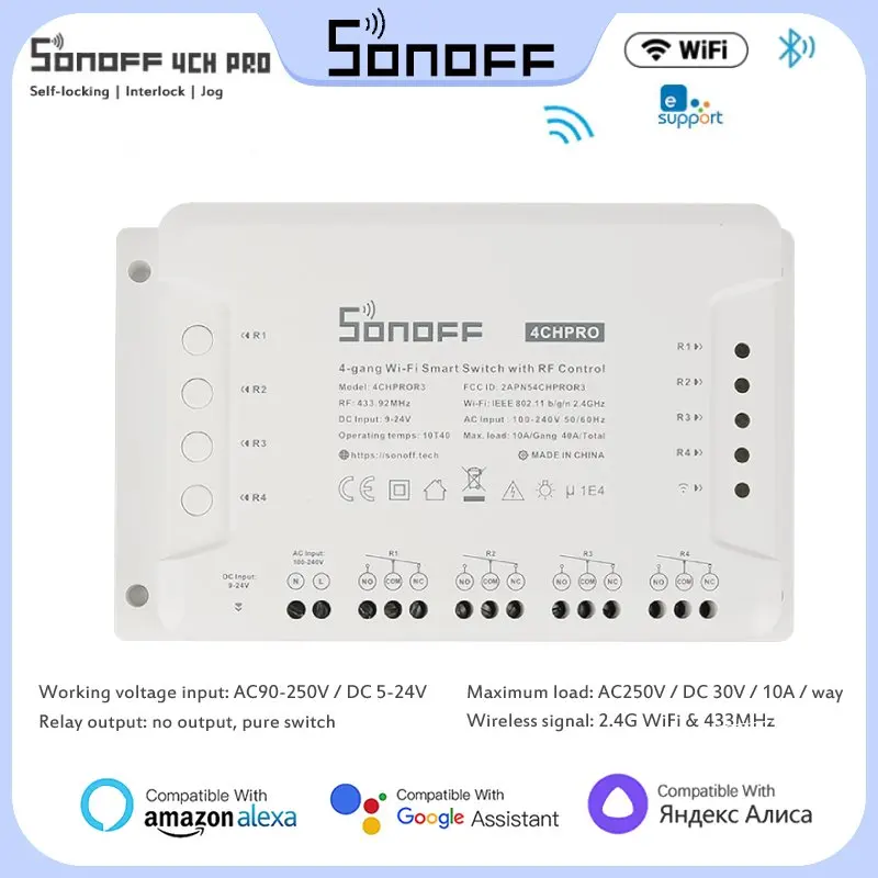Sonoff-4CH-Pro-R3-10A-Gang-4-Channel-Wifi-Smart-Switch-433-MHZ-RF ...