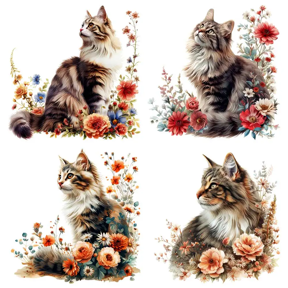 Cute Colorful Cat Iron-on Transfer For Clothing DIY A-Level Washable T ...