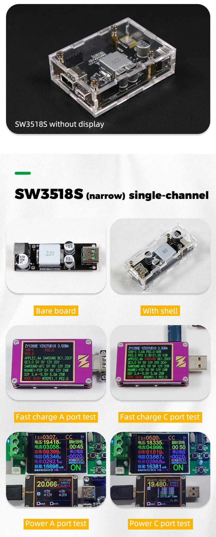 Acrylic Full Protocol Fast Charge Module Car Desktop Charger 100w Typec ...