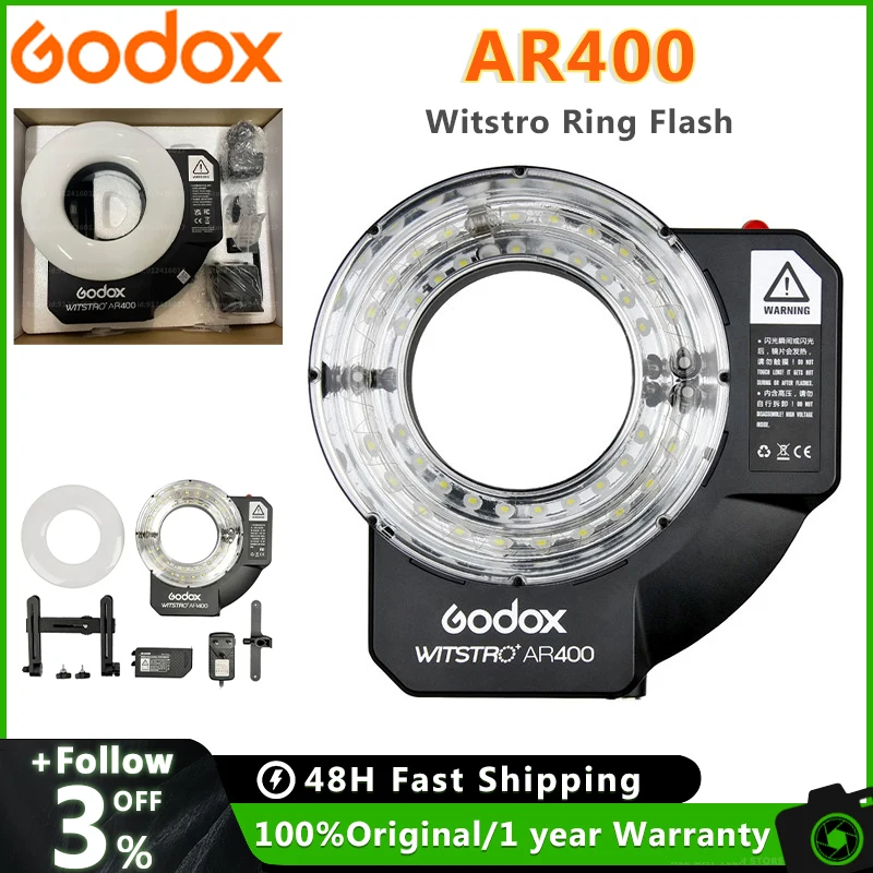 Godox-Witstro-AR400-400WS-Ring-Flash-Speedlite-Light-LED-Video-Light-FT ...