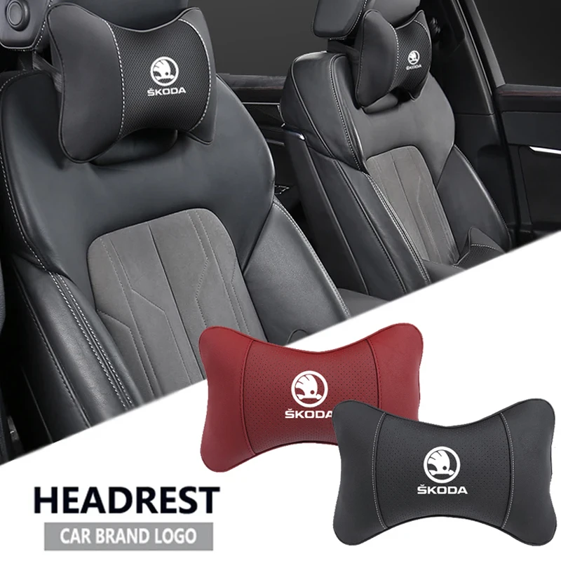 1Pcs Car Seat Memory Foam Headrest Auto Logo Neck Pillow For Skoda ...