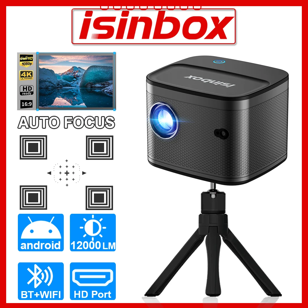 Auto Focus Projector 4K HD Android 9.0 WIFI Bluetooth Keystone ...